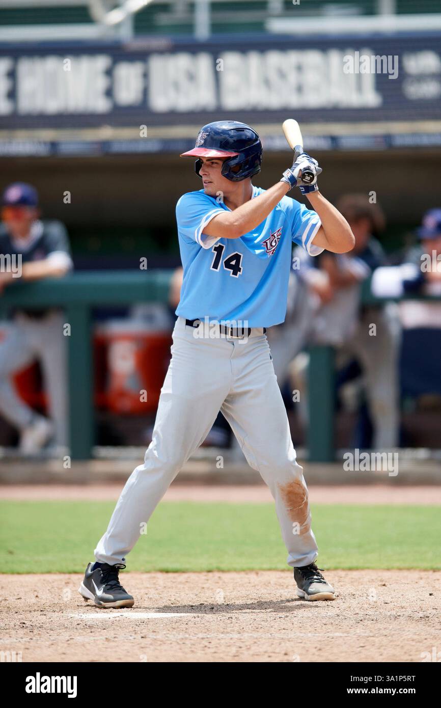 Brady Ebel (14) (Rancho Cucamonga, CA) at bat during the USA Baseball ...
