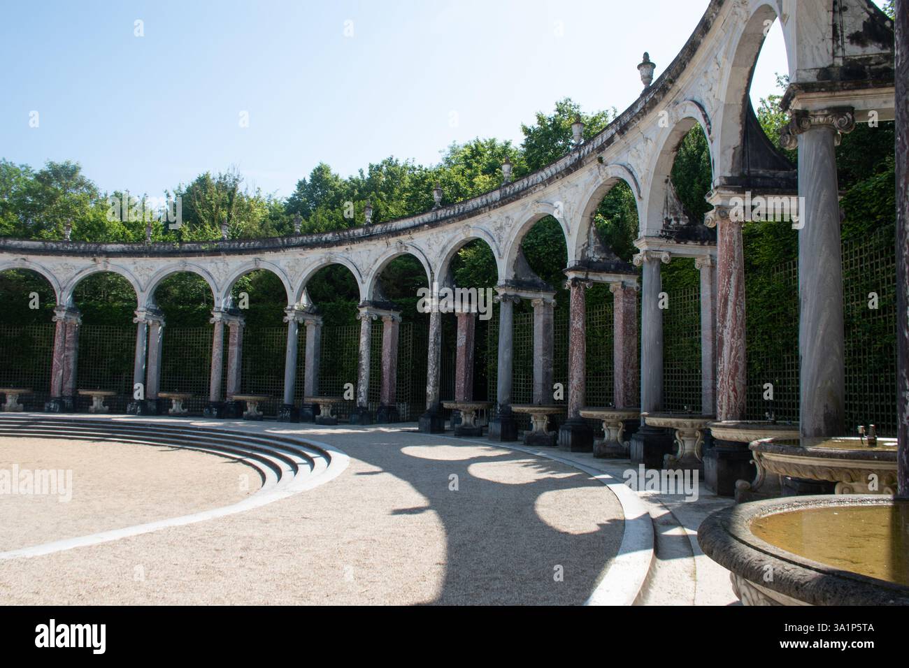 A view of the Colonnade in the gardens at the Palace of Versailles ...
