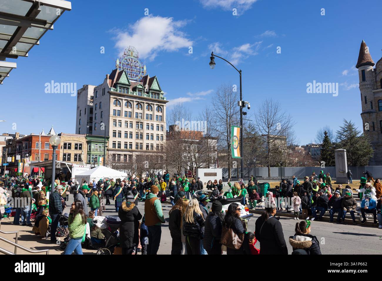 Scranton, PA - March 8, 2025 : People enjoying the St. Patrick's Parade ...