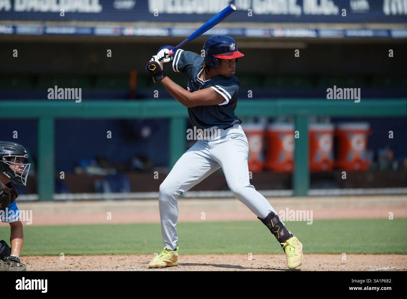Quentin Young (24) (Camarillo, CA) at bat during the USA Baseball 18U ...