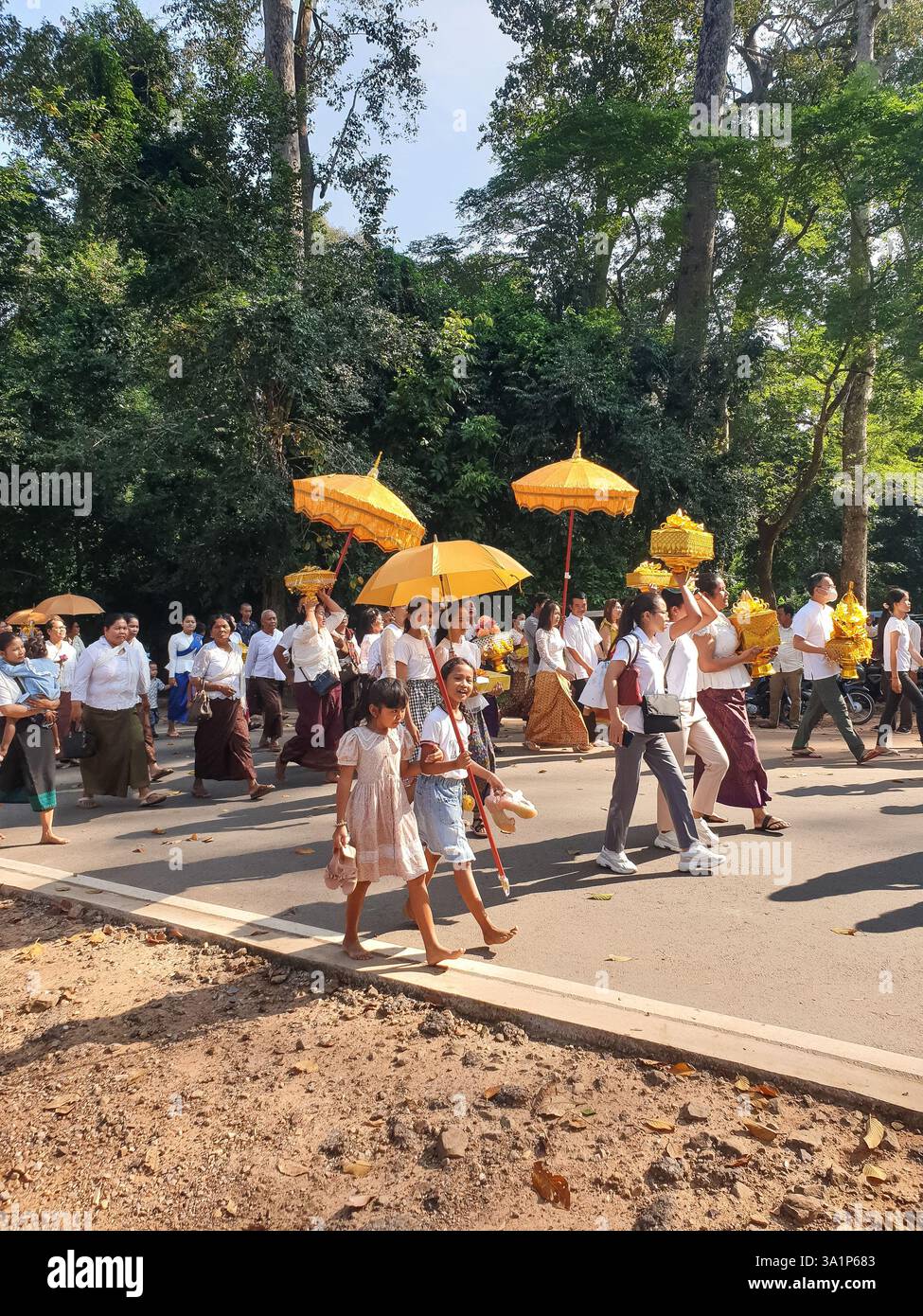 A Buddhist religious procession in progress at the Angkor Wat ...