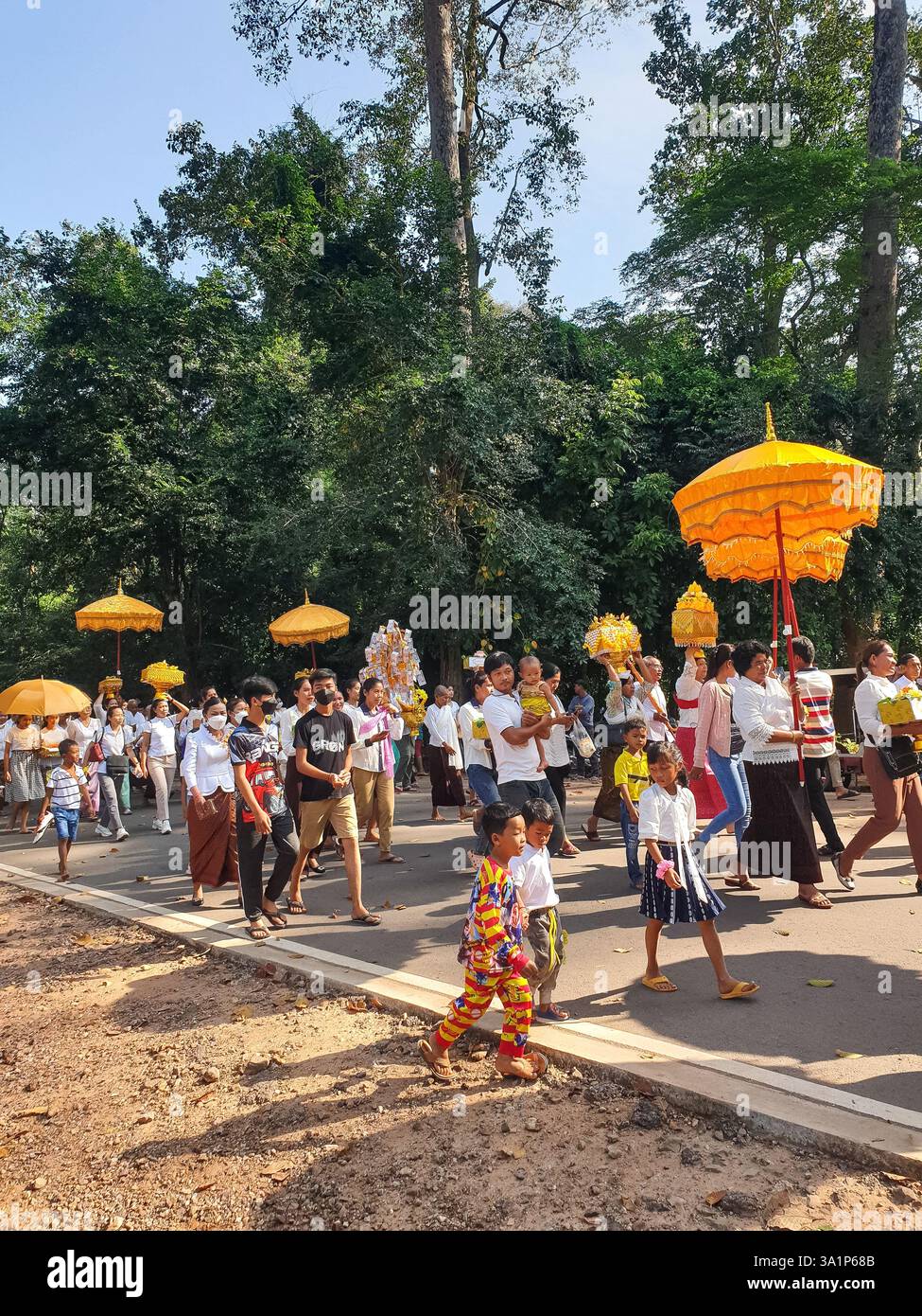 A Buddhist religious procession in progress at the Angkor Wat ...