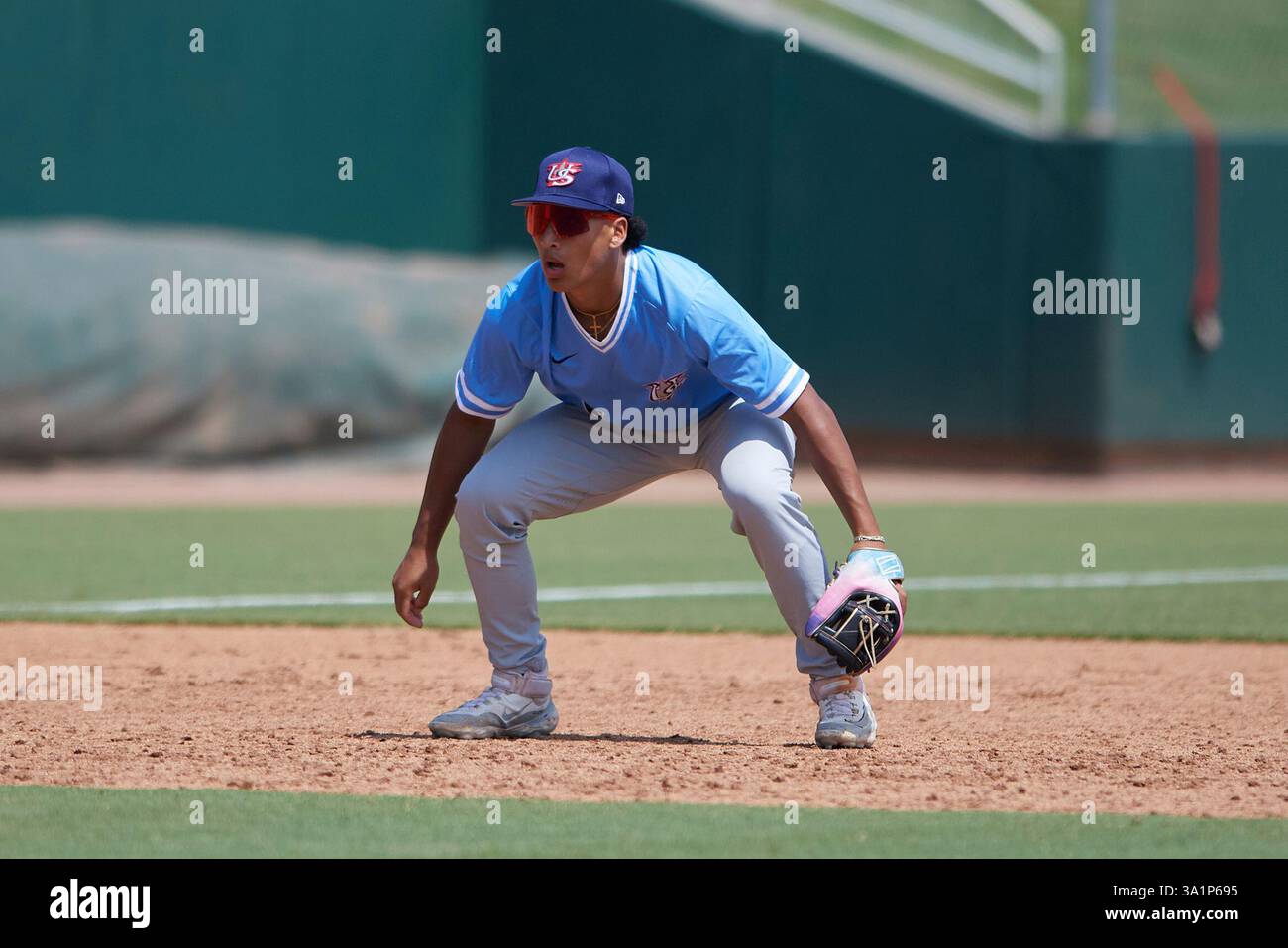 Mason Pike (6) (Puyallup, WA) in a defensive stance during the USA ...
