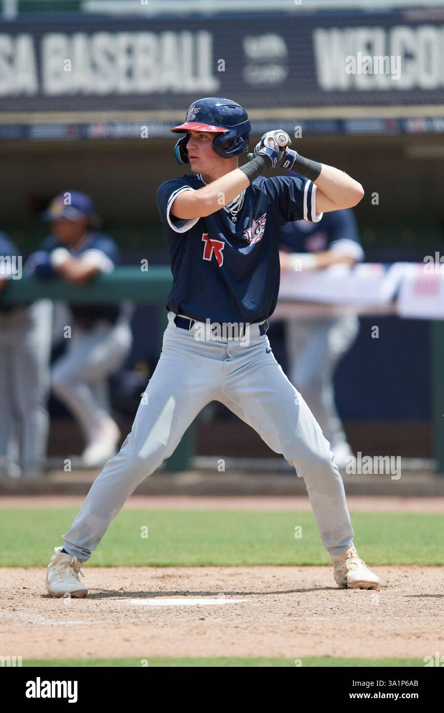 Charlie Buckles (13) (Bethesda, MD) at bat during the USA Baseball 18U ...