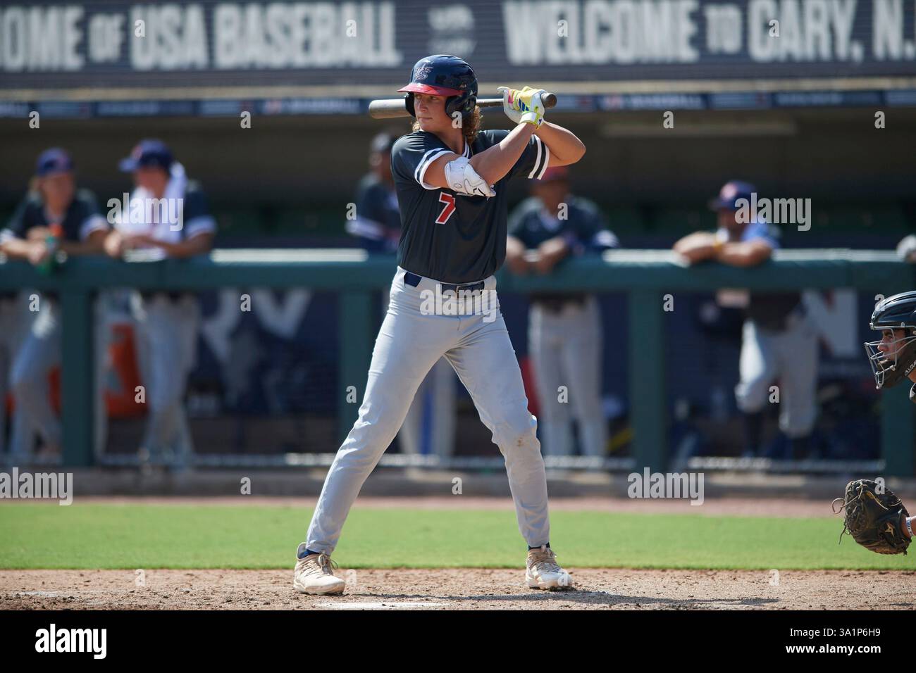 Ethan Holliday (7) (Stillwater, OK) at bat during the USA Baseball 18U ...
