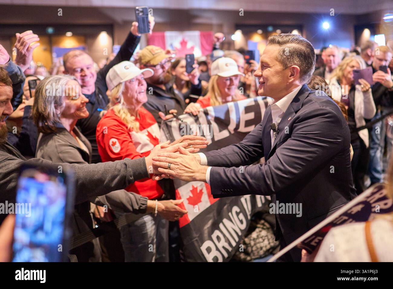 London, Canada. 09th Mar, 2025. Conservative leader Pierre Poilievre ...