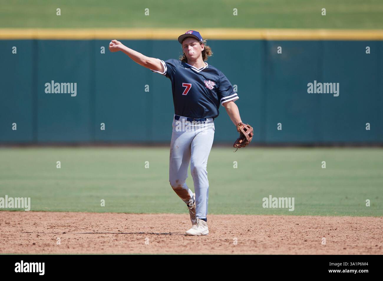 Ethan Holliday (7) (Stillwater, OK) throws to first base during the USA ...