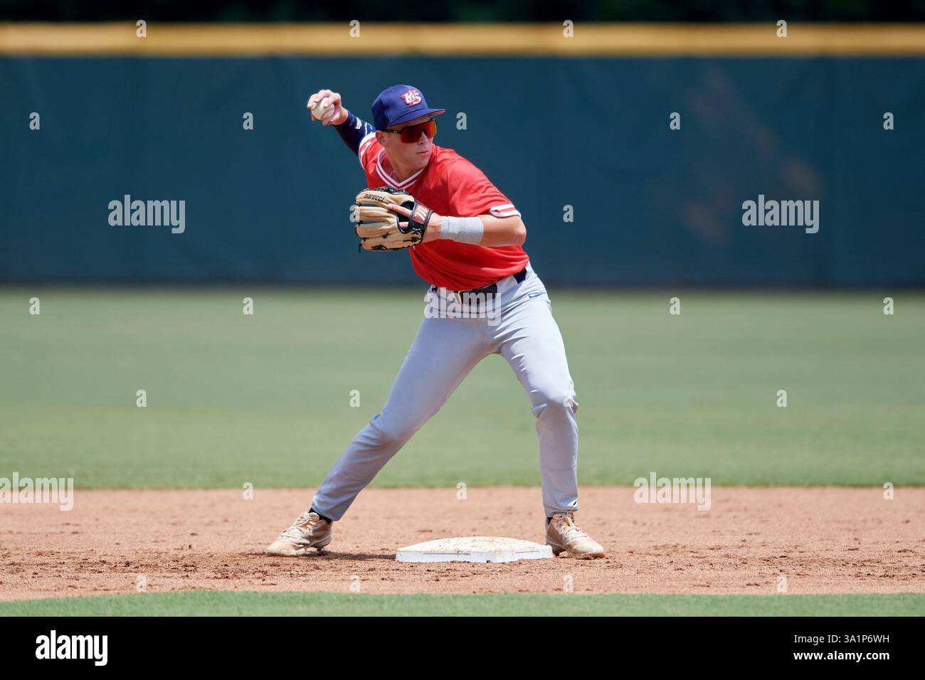 Eli Willits (7) (Fort Cobb, OK) throws to first base during the USA ...