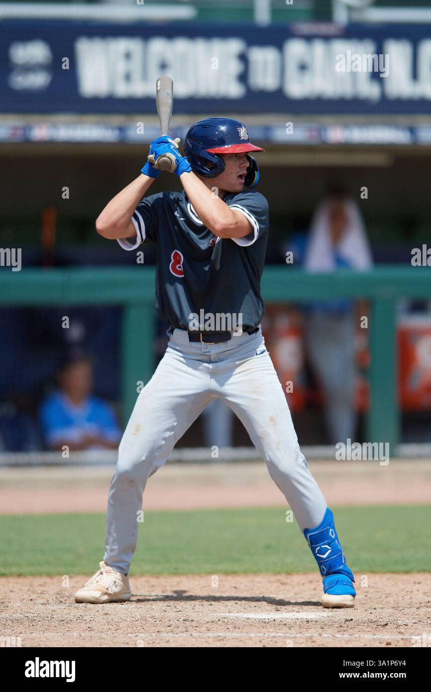 Gavin Fien (8) (Temecula, CA) at bat during the USA Baseball 18U ...