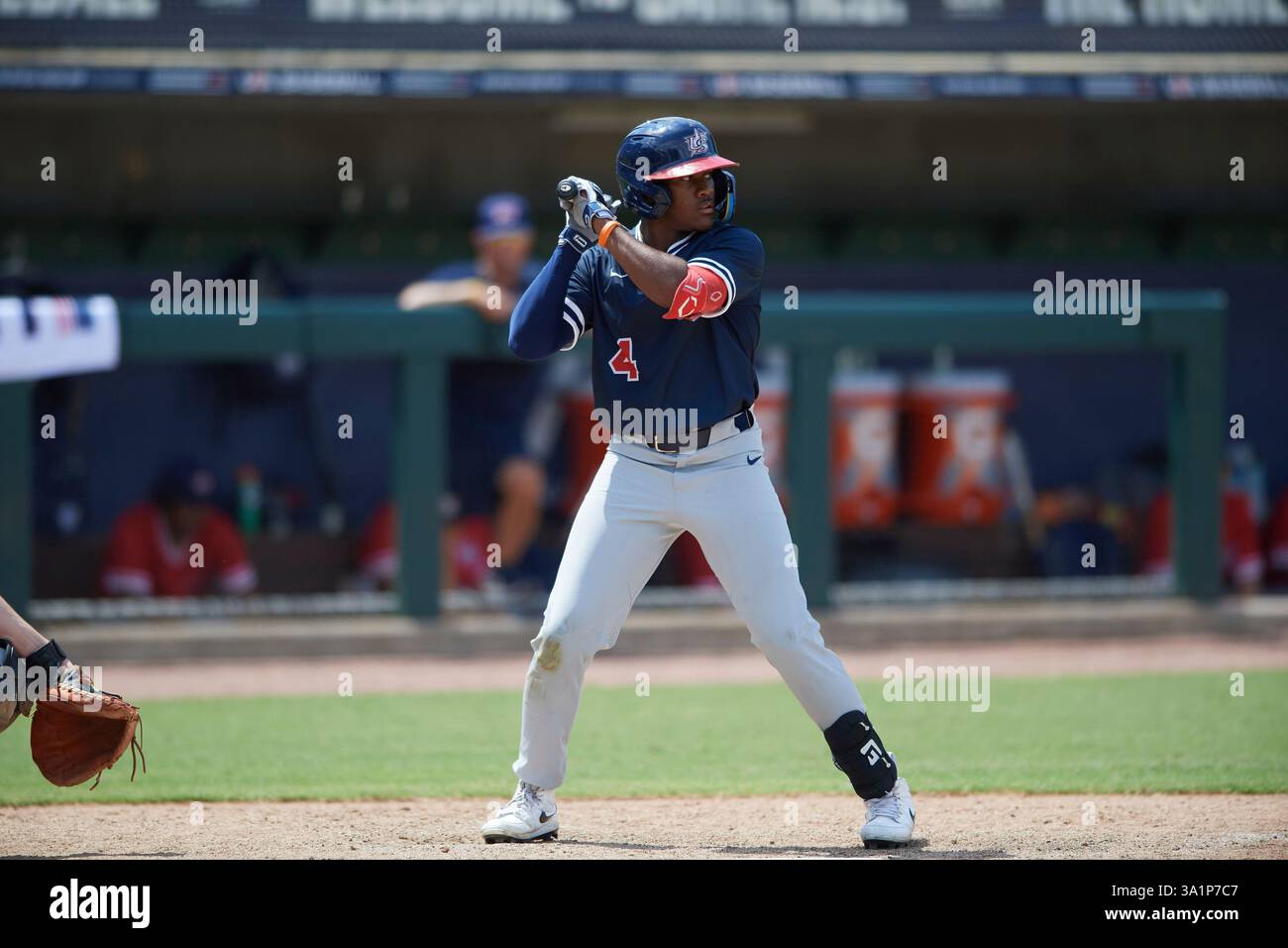 William Hill (4) (Humble, TX) at bat during the USA Baseball 18U ...