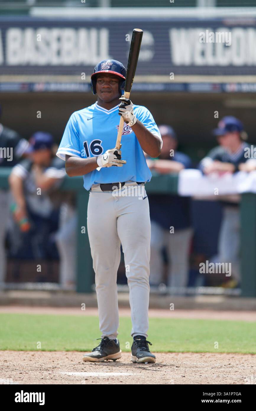 Lamar Edwards (16) (Lake Helen, FL) at bat during the USA Baseball 18U ...