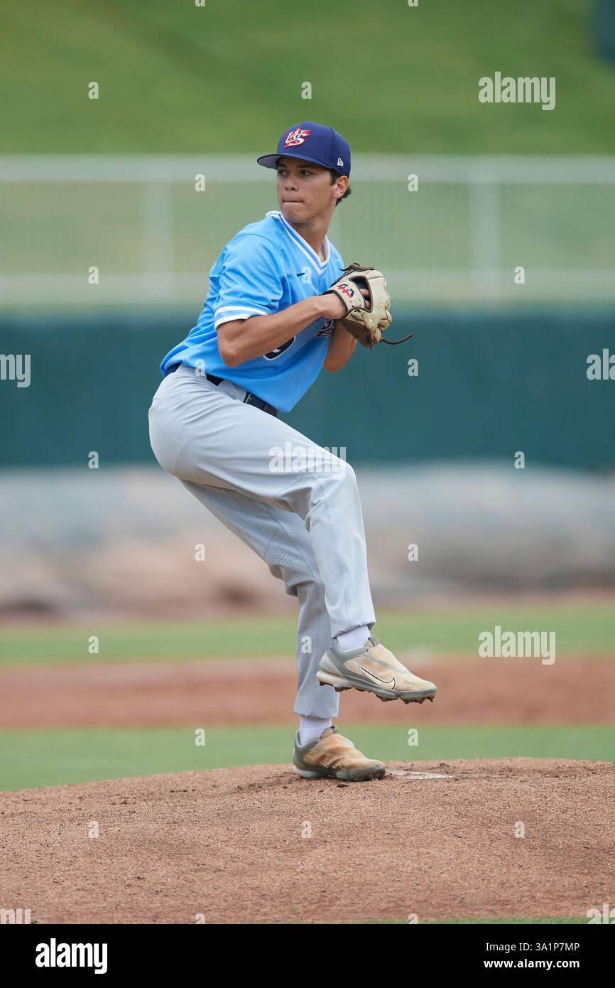 David Ramirez (9) (Kemah, TX) delivers a pitch during the USA Baseball ...