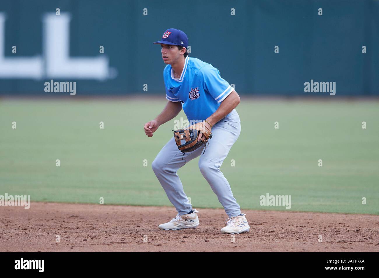 Jacob Lombard (5) (Pinecrest, FL) in a defensive stance during the USA ...