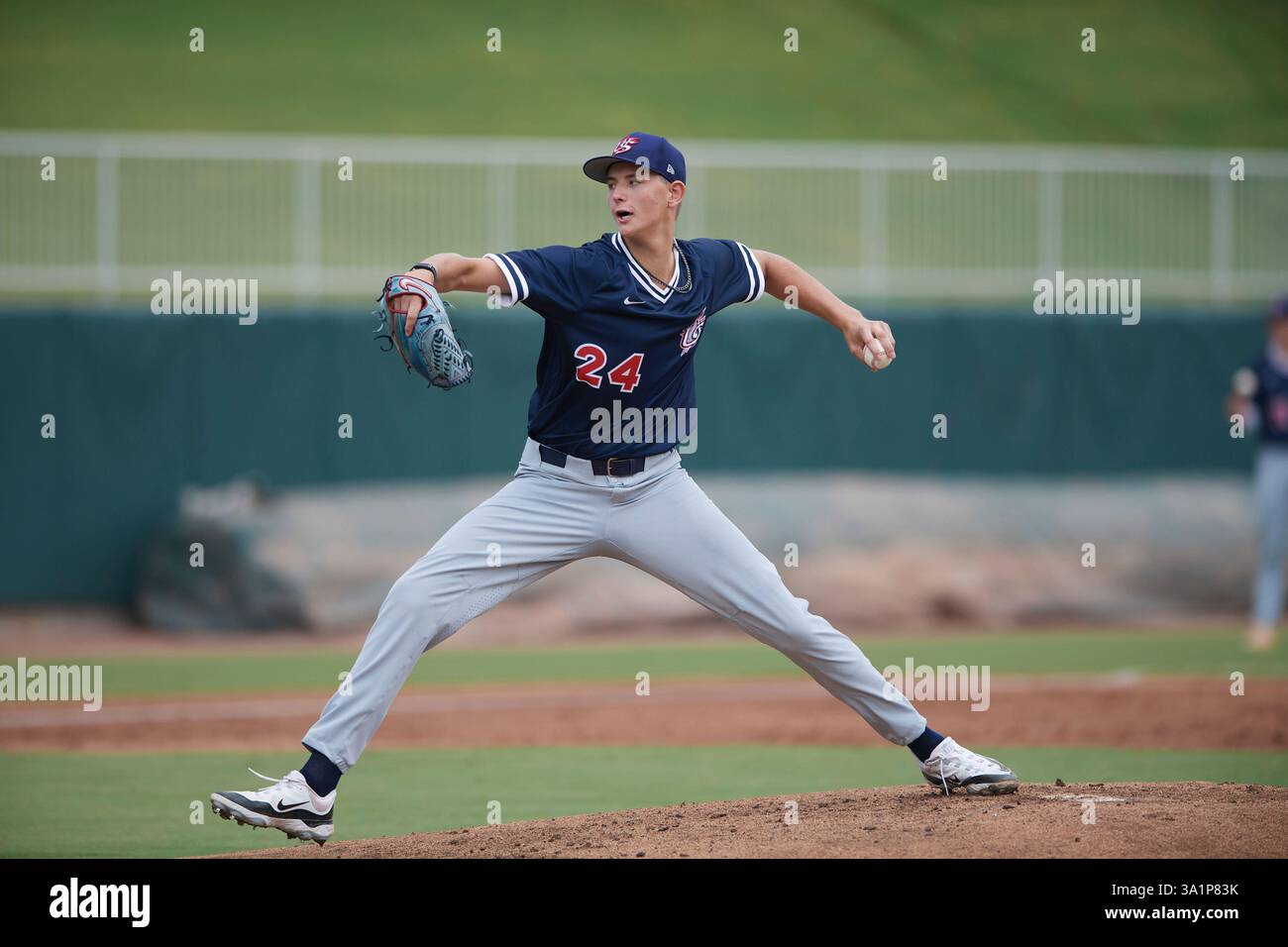 Kruz Schoolcraft (24) (Beaverton, OR) delivers a pitch during the USA ...