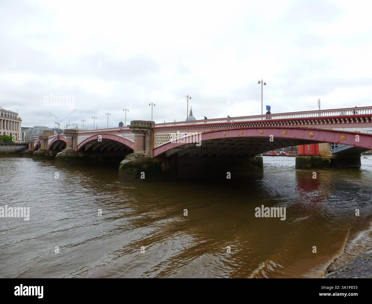 A side view of Black Friars bridge on the river Thames in London, UK ...