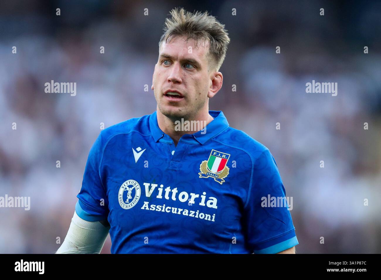 Federico Ruzza of Italy looks on during the 2025 Guinness 6 Nations ...
