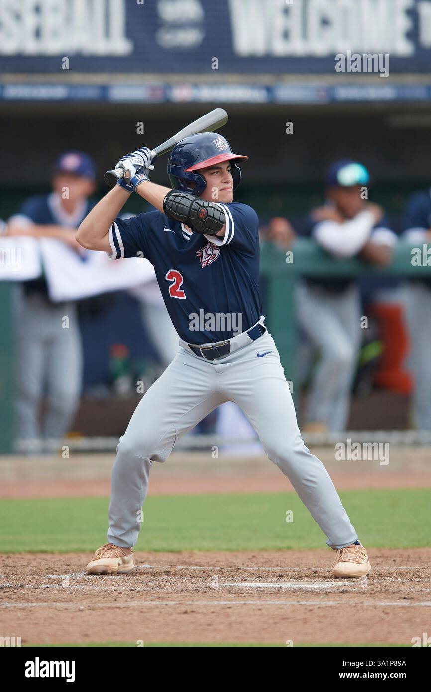 JD Stein (2) (Carmel, IN) at bat during the USA Baseball 18U National ...
