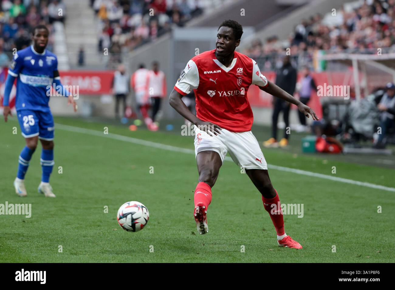 Reims, France. 09th Mar, 2025. Joseph Okumu of Reims during the French ...