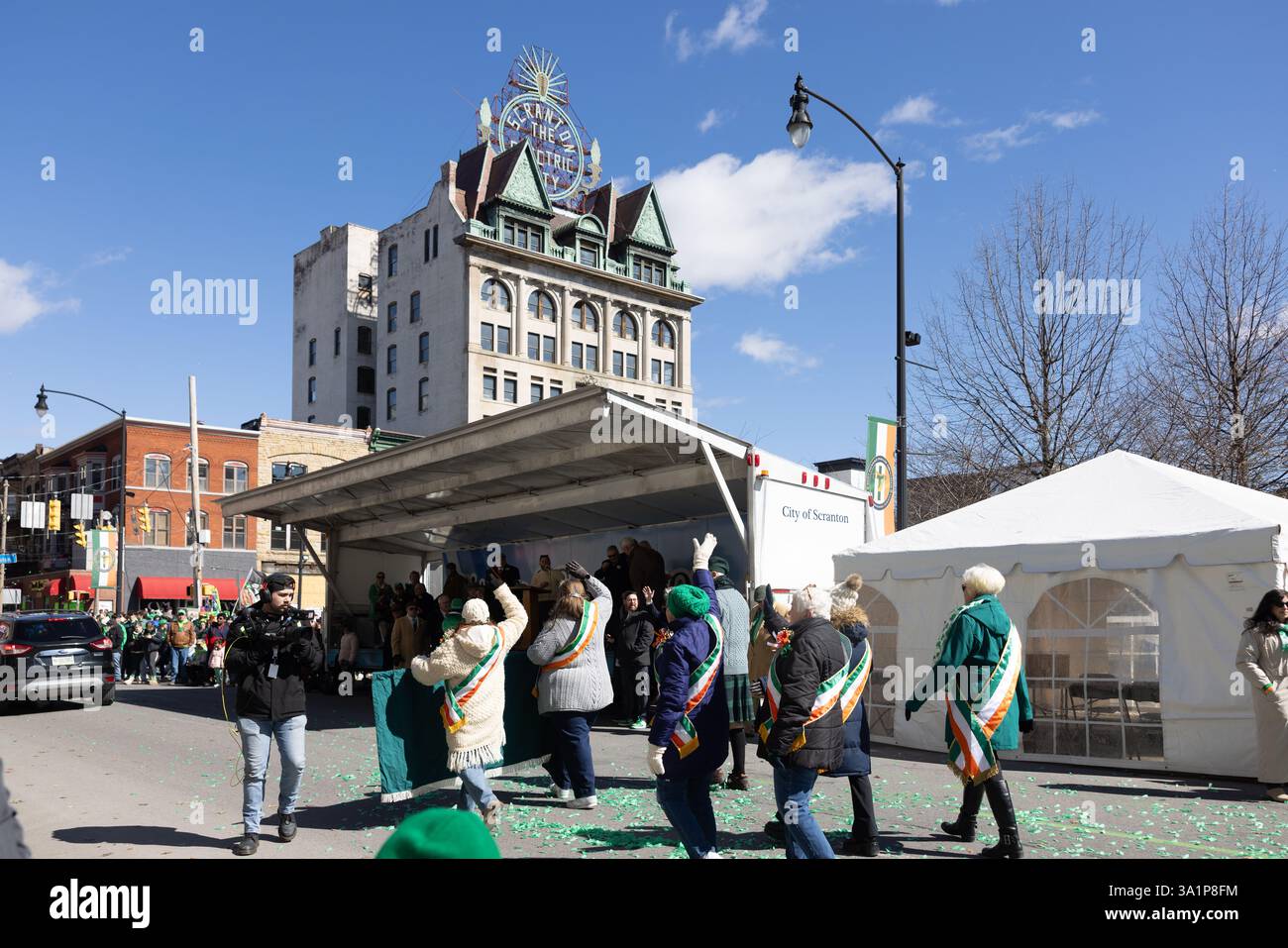 Scranton, PA - March 8, 2025 : People enjoying the St. Patrick's Parade ...