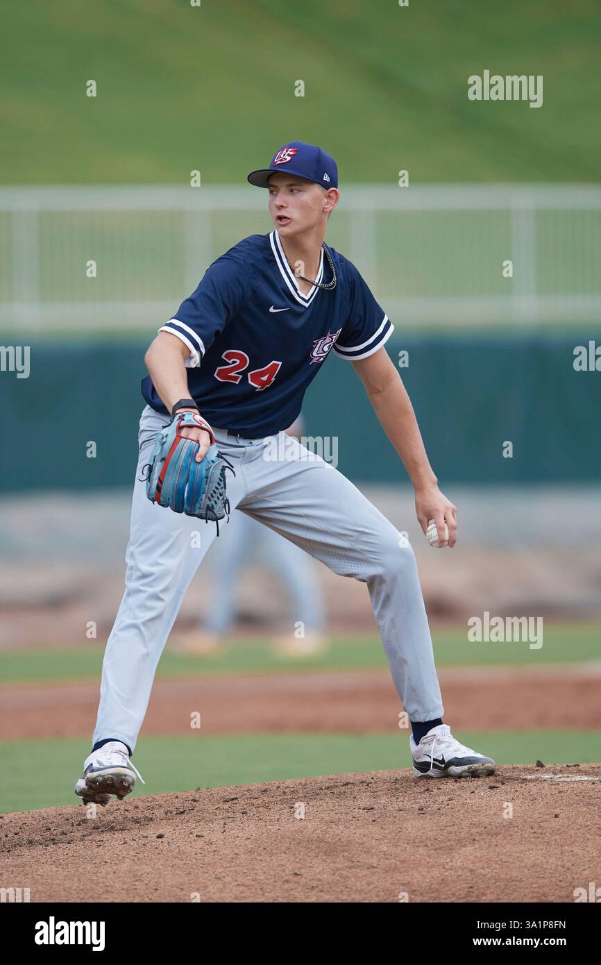 Kruz Schoolcraft (24) (Beaverton, OR) delivers a pitch during the USA ...
