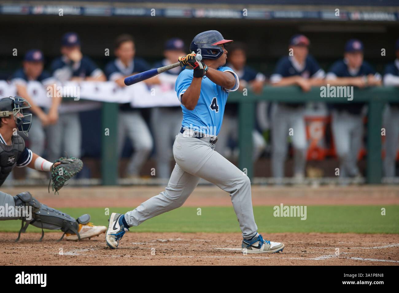 Kayson Cunningham (4) (San Antonio, TX) follows through on a swing ...