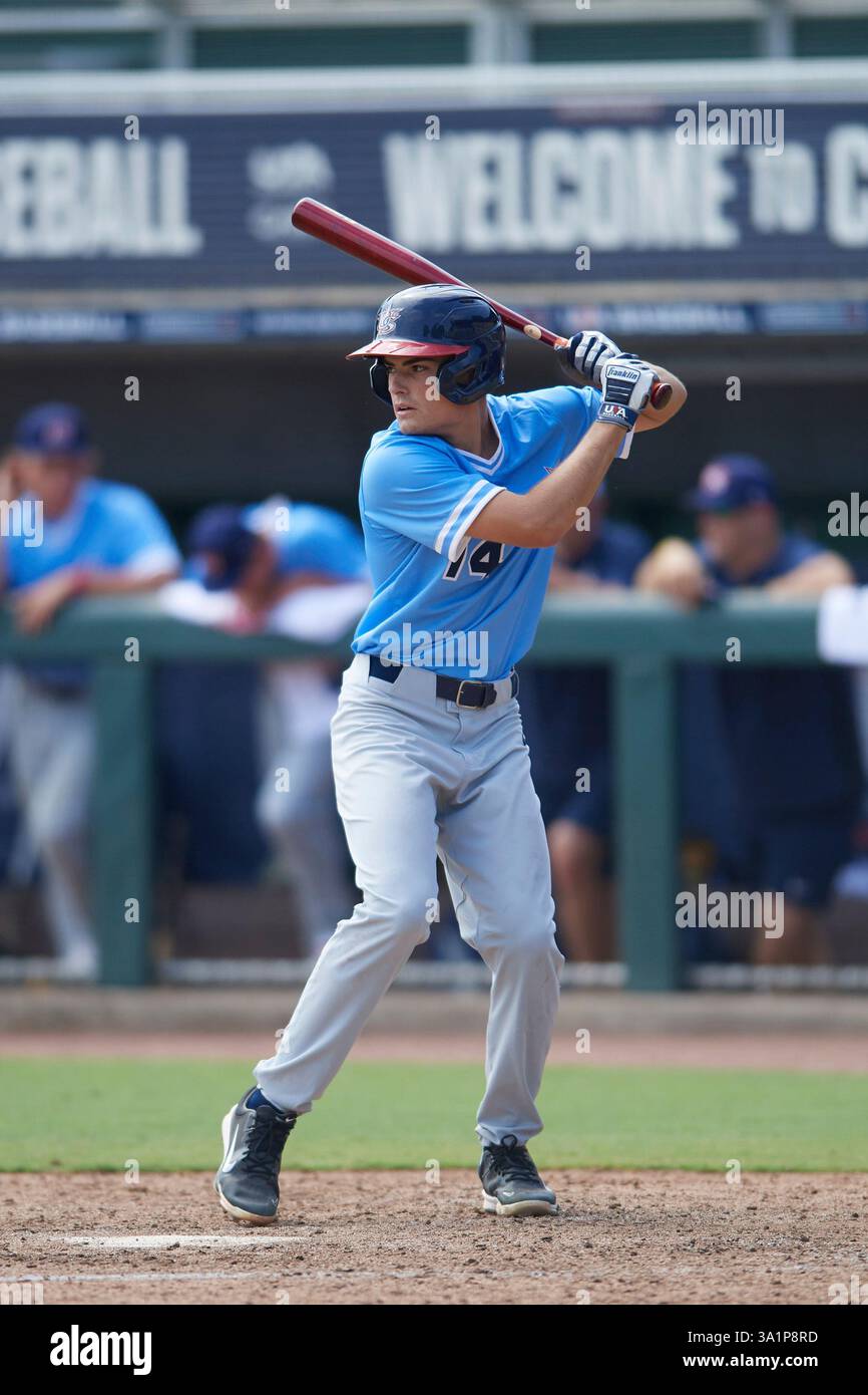 Brady Ebel (14) (Rancho Cucamonga, CA) at bat during the USA Baseball ...