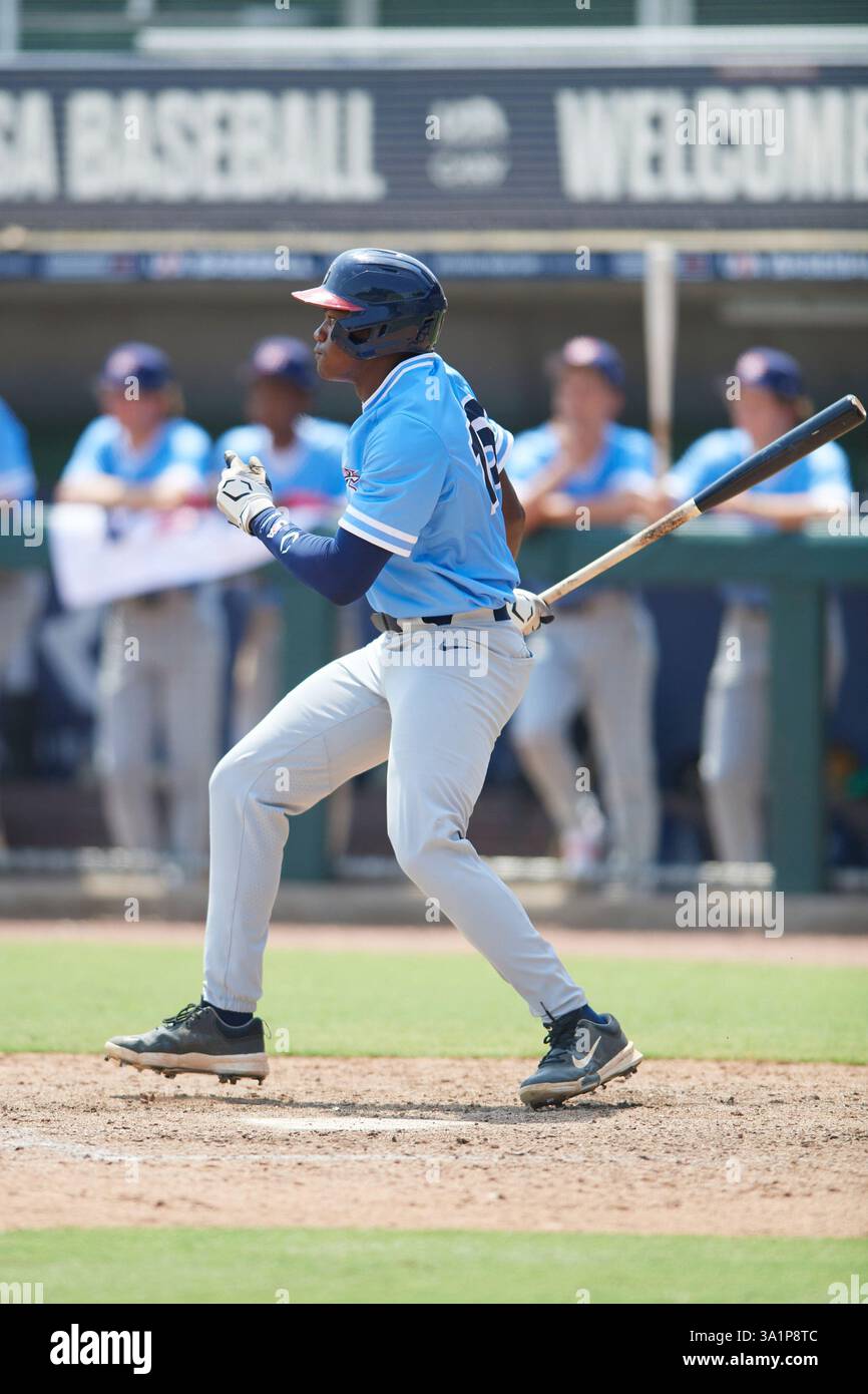 Lamar Edwards (16) (Lake Helen, FL) follows through on a swing during ...