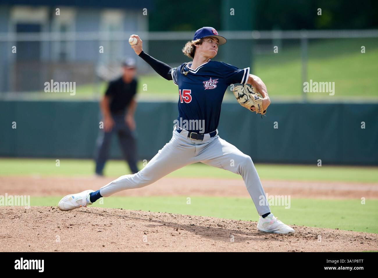 Landon Harmon (15) (New Albany, MS) delivers a pitch during the USA ...