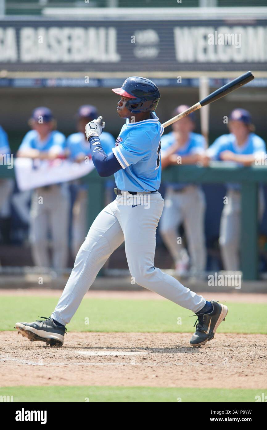 Lamar Edwards (16) (Lake Helen, FL) follows through on a swing during ...