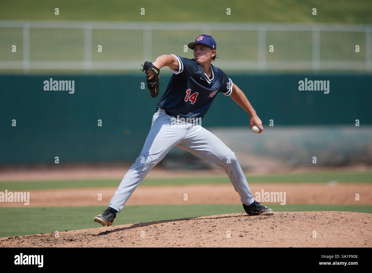 Alex Barr (14) (Demotte, IN) delivers a pitch during the USA Baseball ...