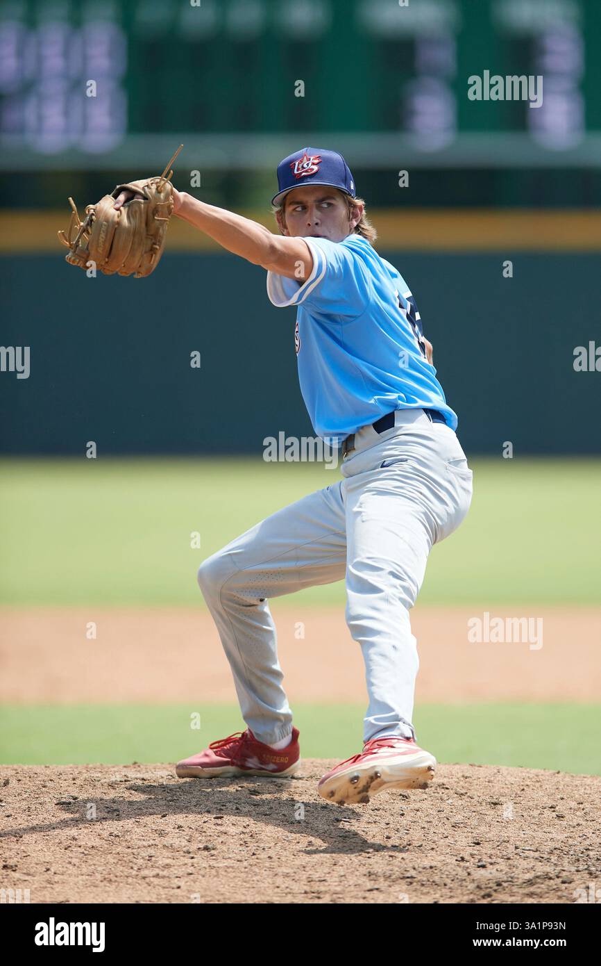 Billy Carlson (15) (Corona, CA) delivers a pitch during the USA ...