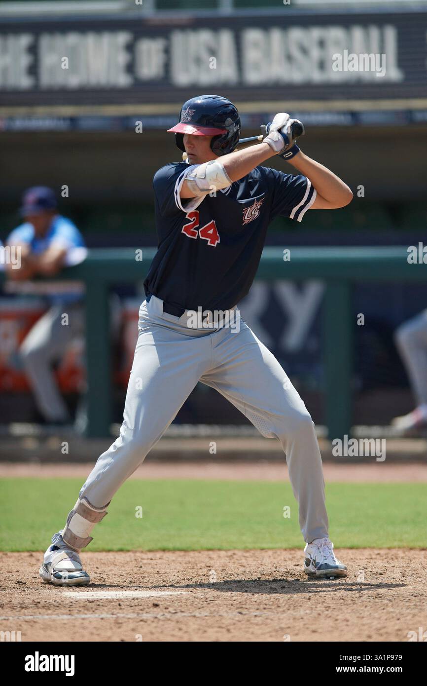 Kruz Schoolcraft (24) (Beaverton, OR) at bat during the USA Baseball ...