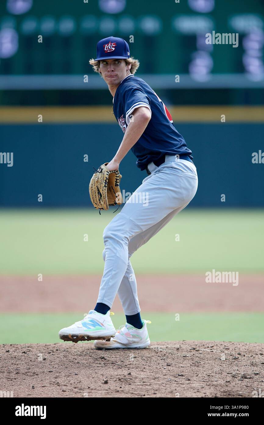 Landon Harmon (15) (New Albany, MS) delivers a pitch during the USA ...