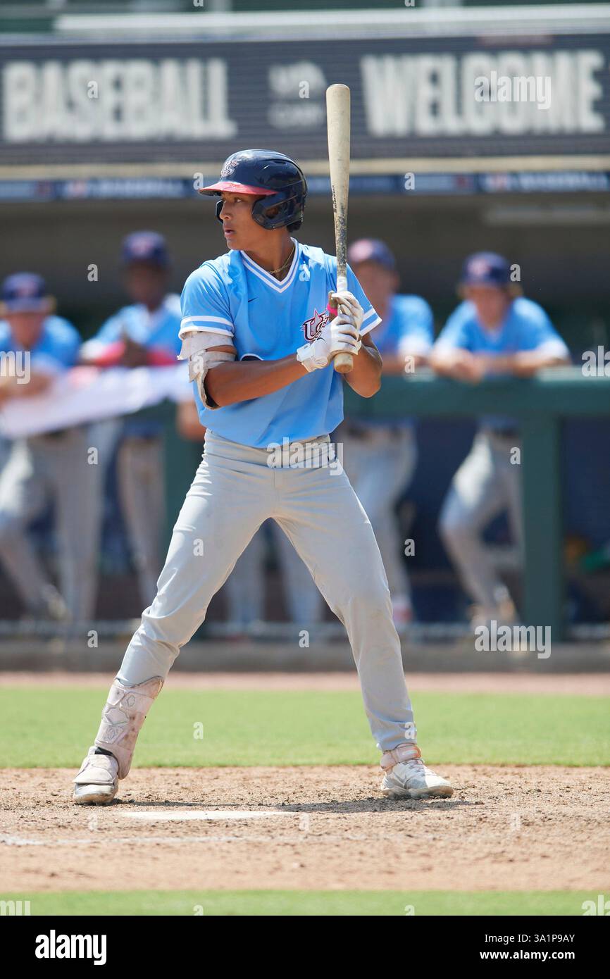Mason Pike (6) (Puyallup, WA) at bat during the USA Baseball 18U ...