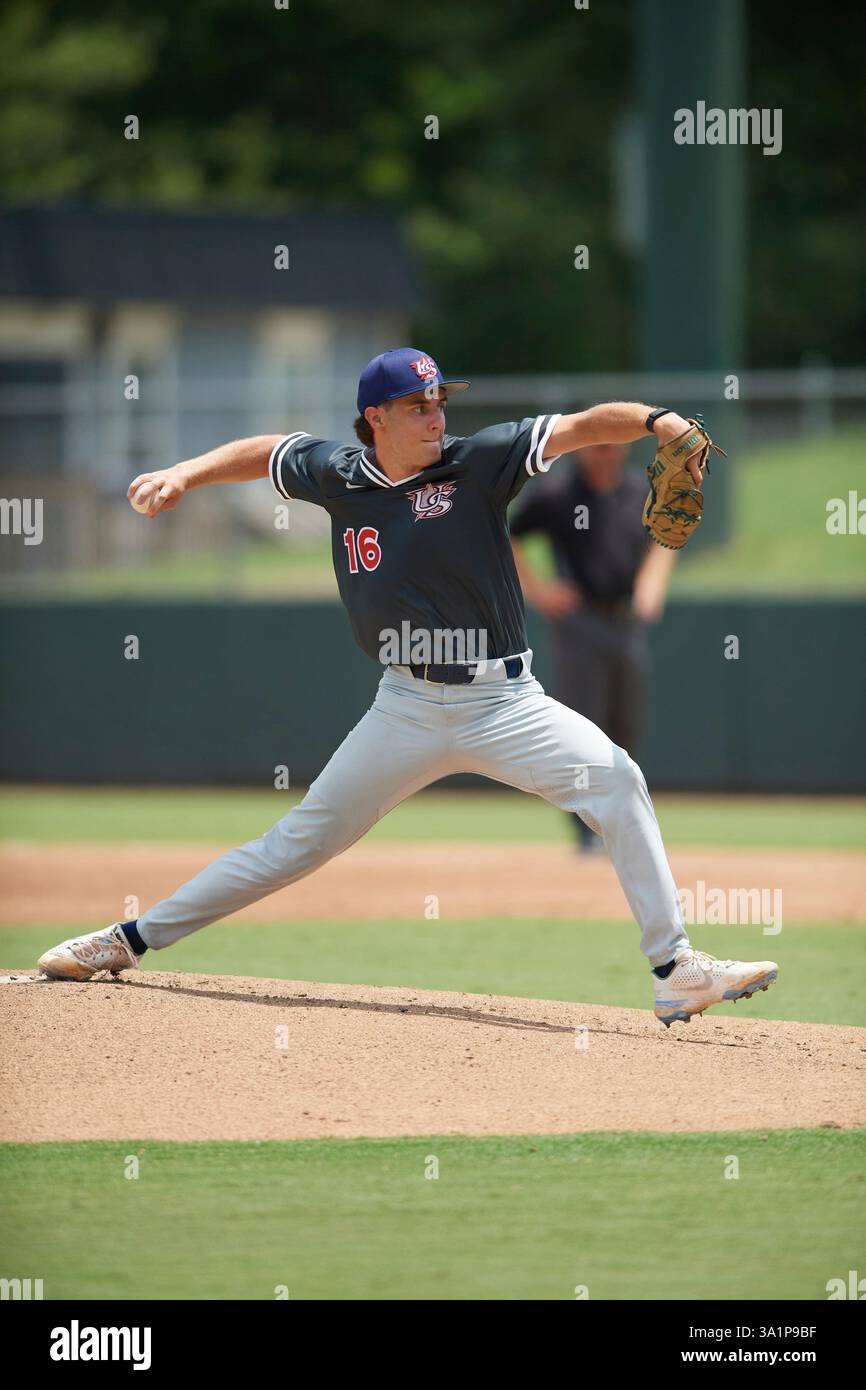Tyler Wood (16) (Lee Summit, MO) delivers a pitch during the USA ...