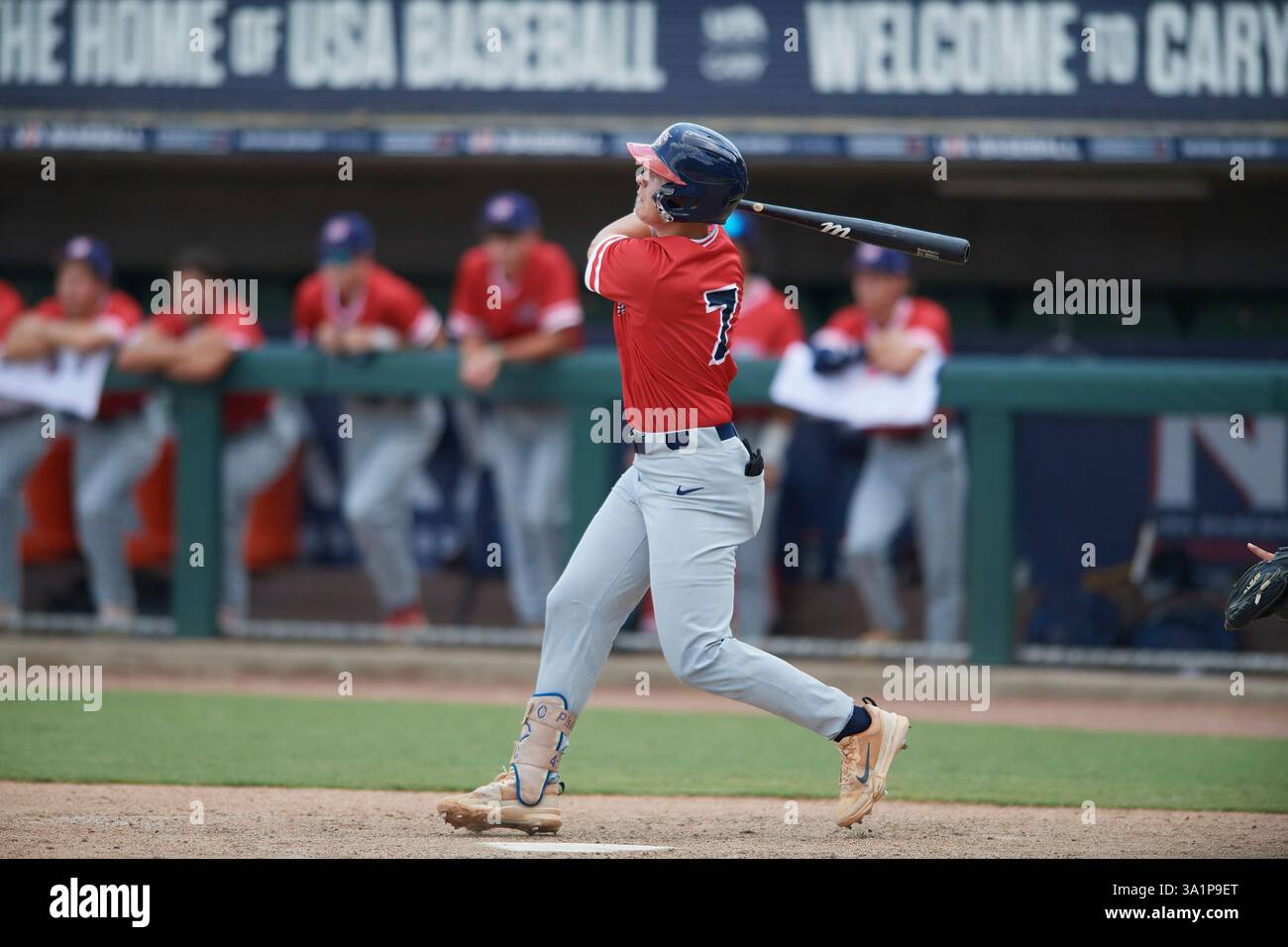 Eli Willits (7) (Fort Cobb, OK) follows through on a swing during the ...