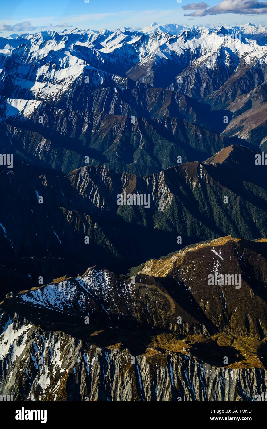 Aerial tour of Fiordland National Park via fixed wing plane Stock Photo ...