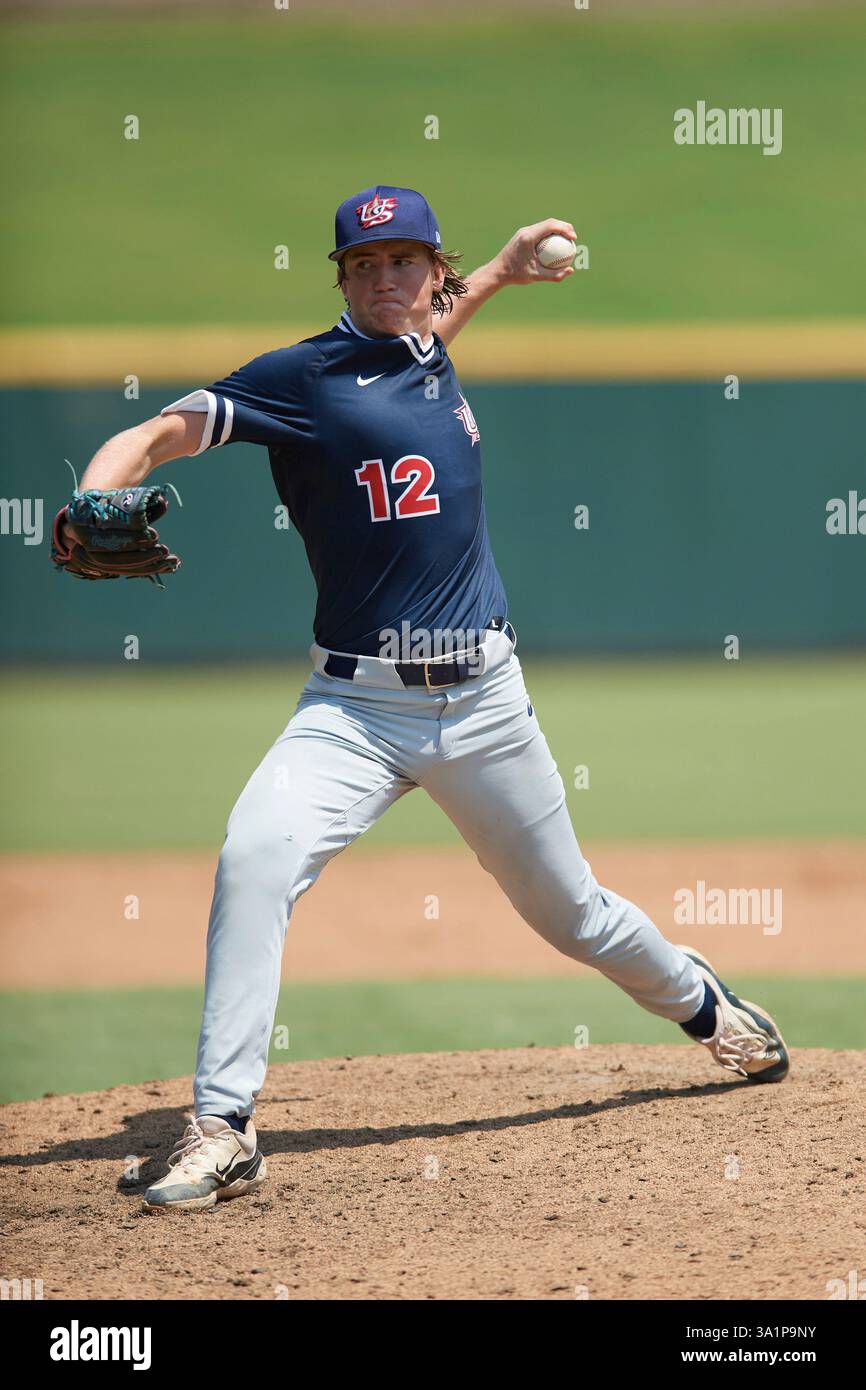 Aiden Stillman (12) (Winter Park, FL) delivers a pitch during the USA ...