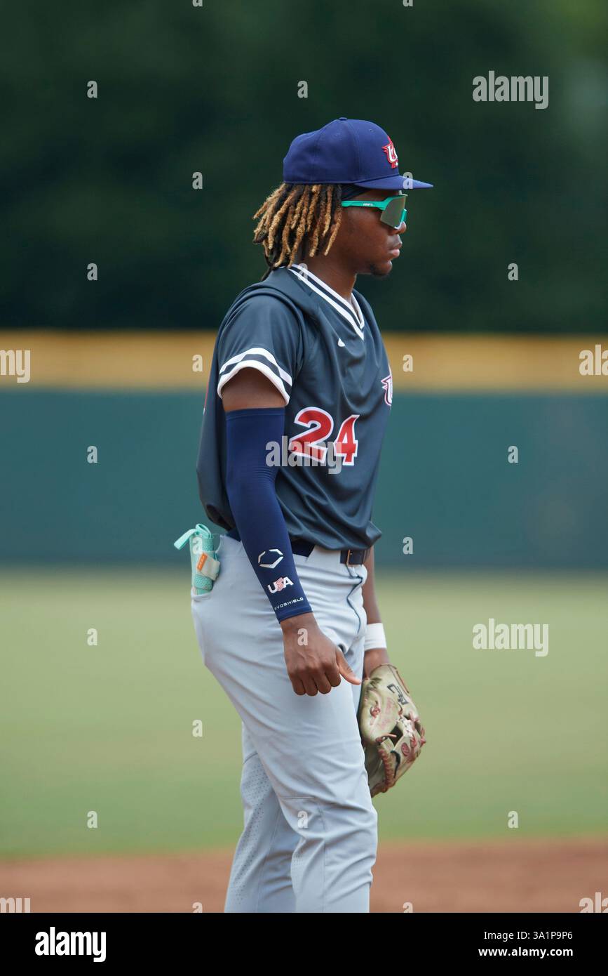 Quentin Young (24) (Camarillo, CA) prepares for a batter during the USA ...