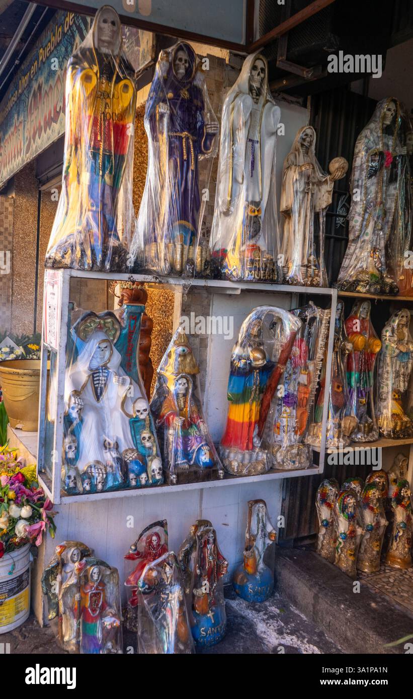 Shrines and altars to the Dead in the historical old town in Puebla ...