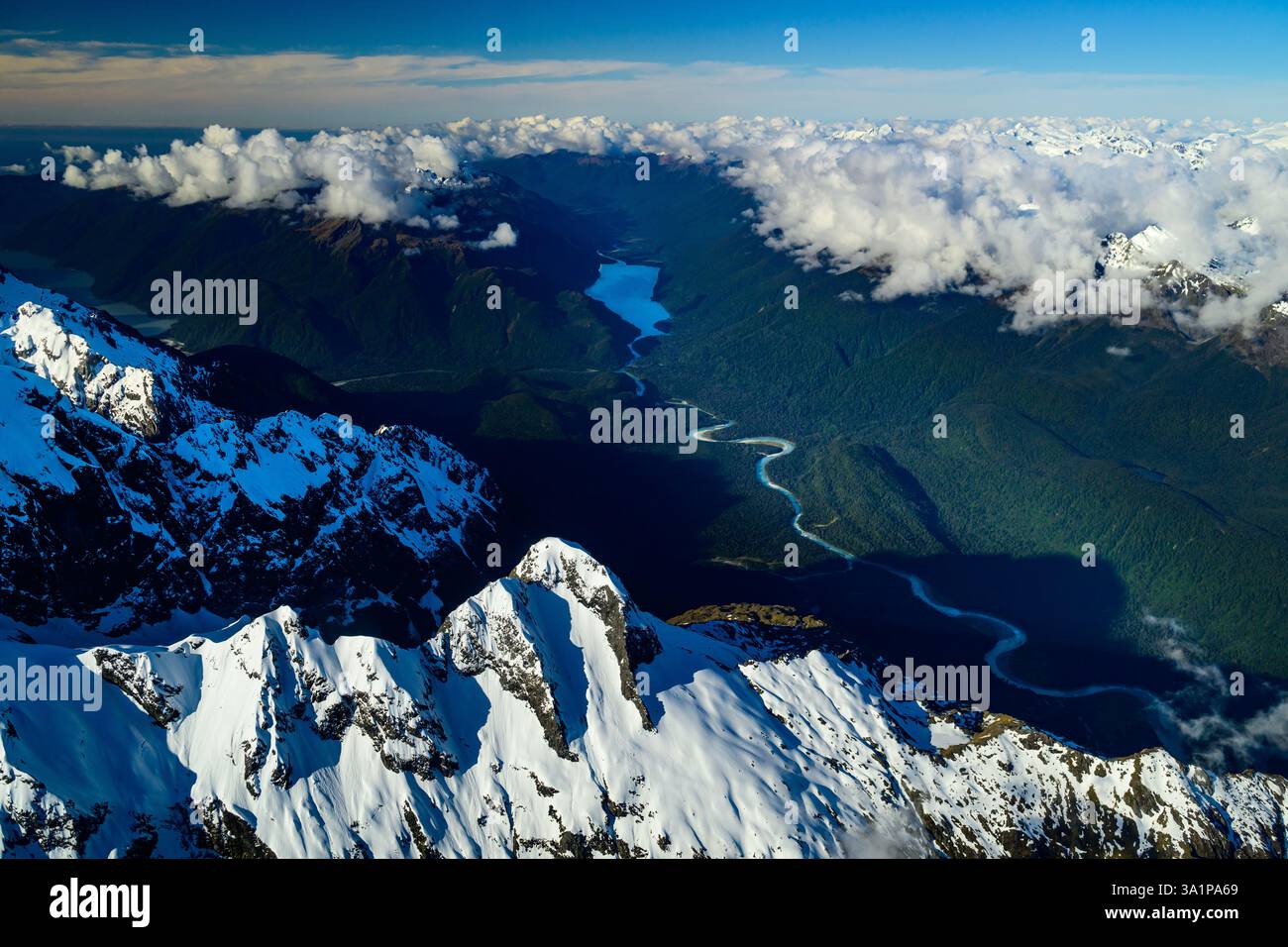 Aerial tour of Fiordland National Park via fixed wing plane Stock Photo ...