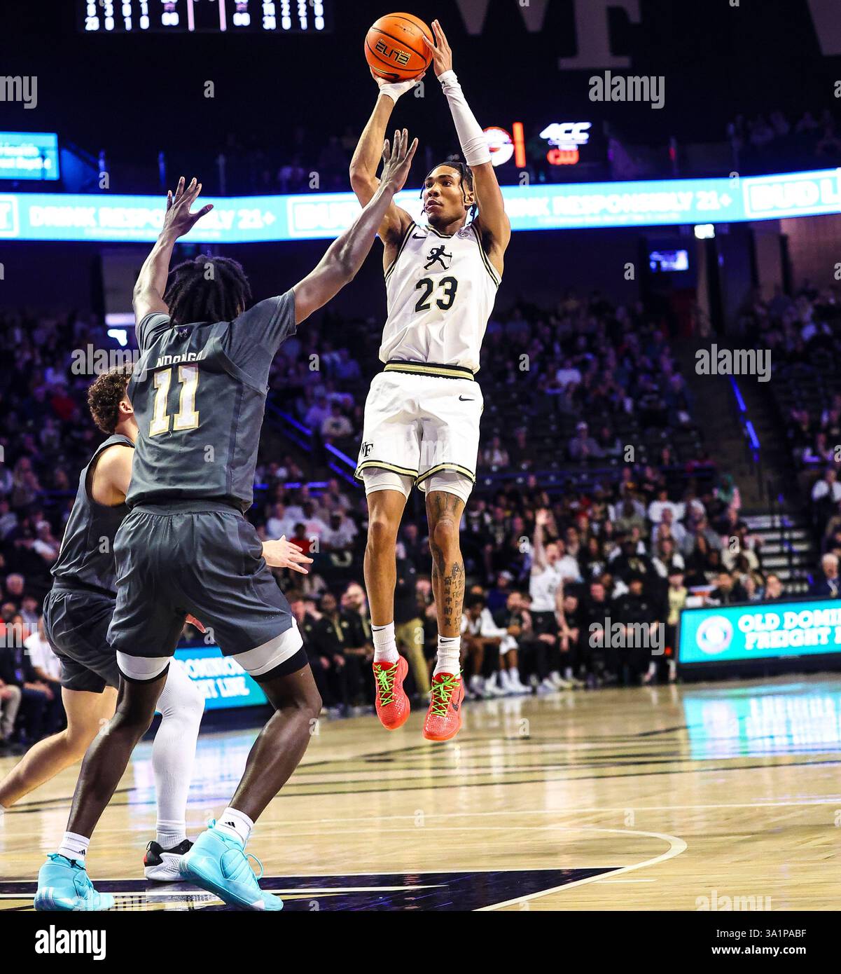 March 8, 2025: Wake Forest guard Hunter Sallis (23) takes jump shot ...
