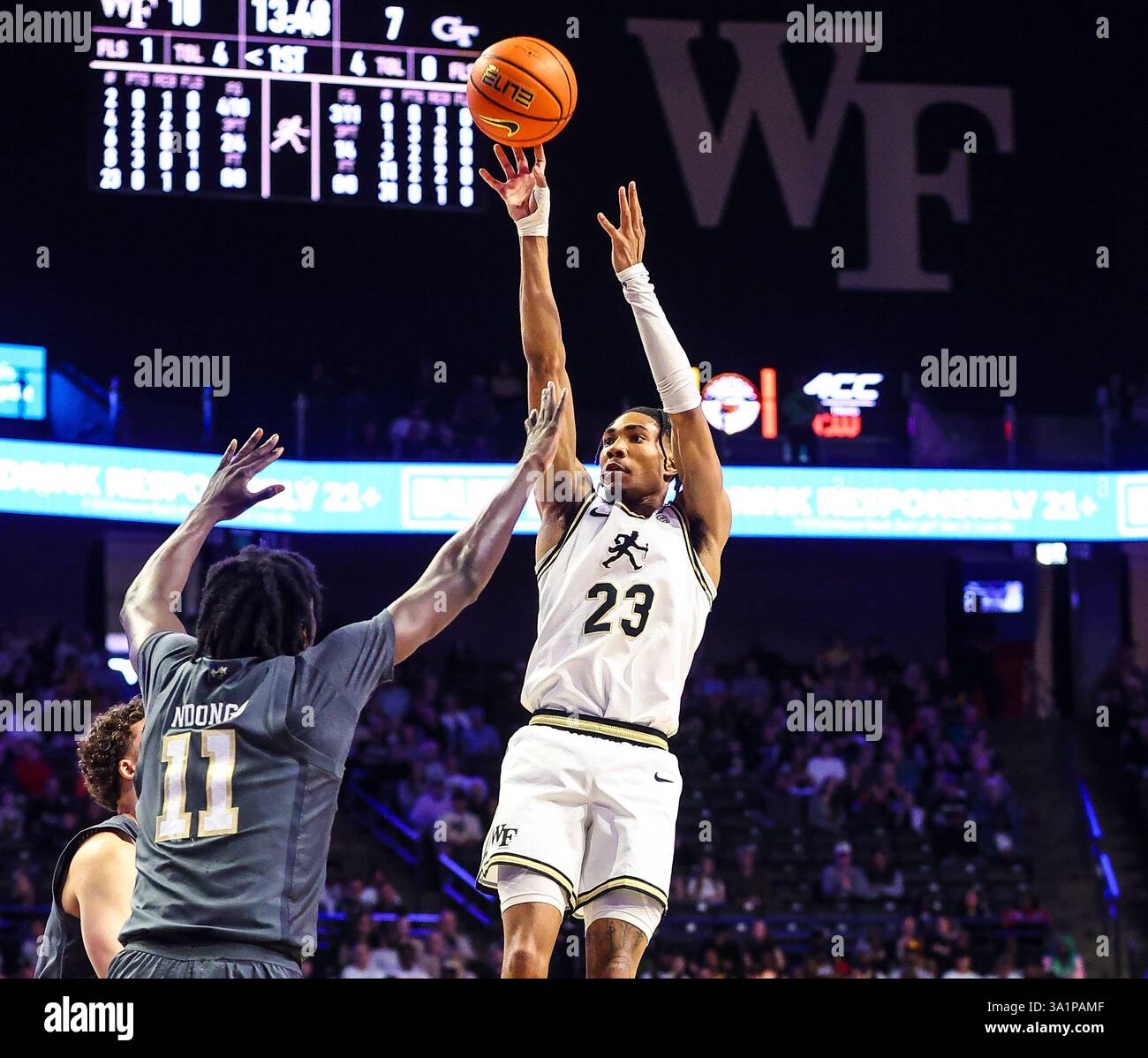 March 8, 2025: Wake Forest guard Hunter Sallis (23) takes jump shot ...