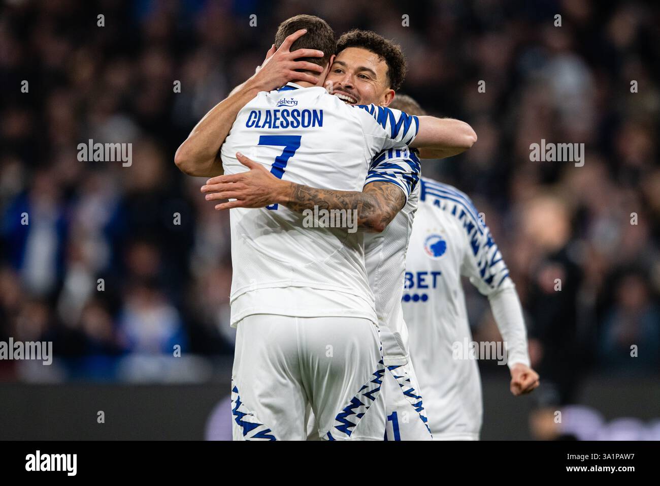 Copenhagen, Denmark, 09th, March 2025. Viktor Claesson (7) of FC Copenhagen scores for 1-0 and ...