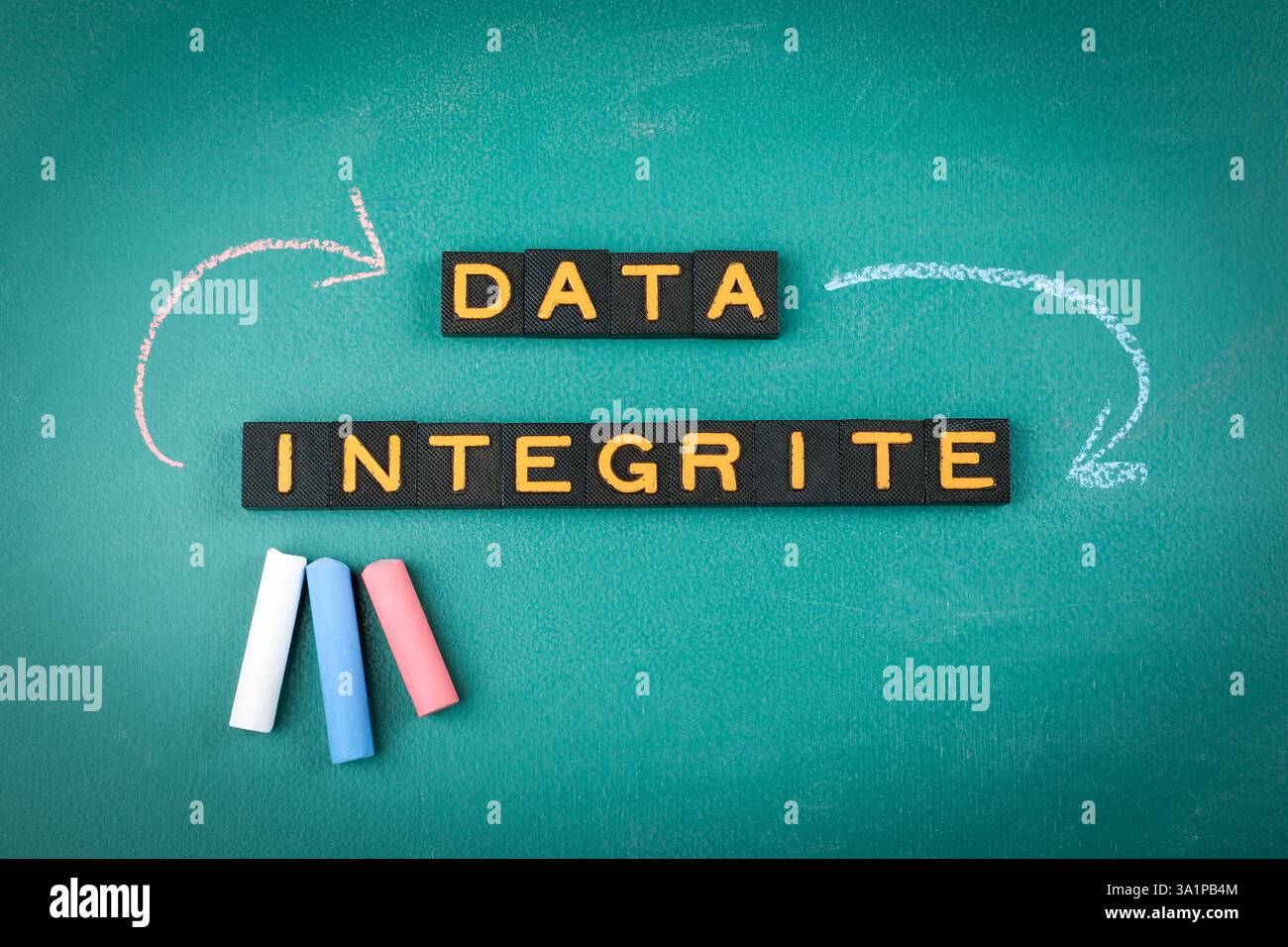 Data Integrity Concept with Arrows and Chalkboard Background Stock Photo - Alamy
