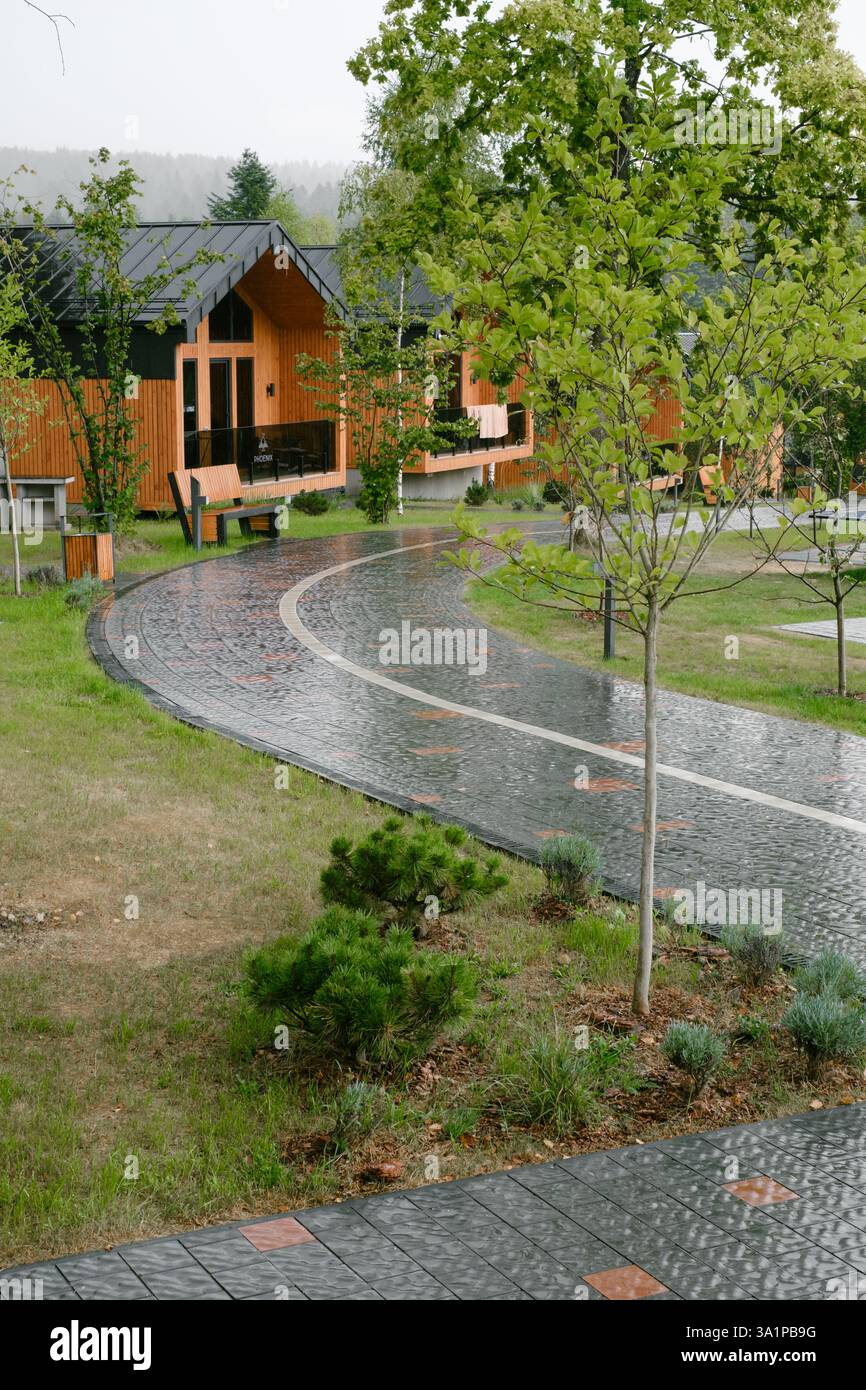 Modern hotel surrounded by nature, relaxation and travel place in the ...