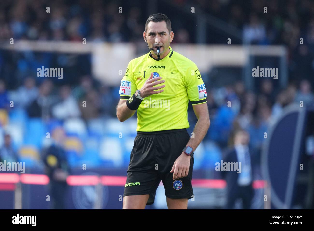 Naples, Italy. 9 Mar, 2025. Referee Andrea Colombo during the Serie A ...