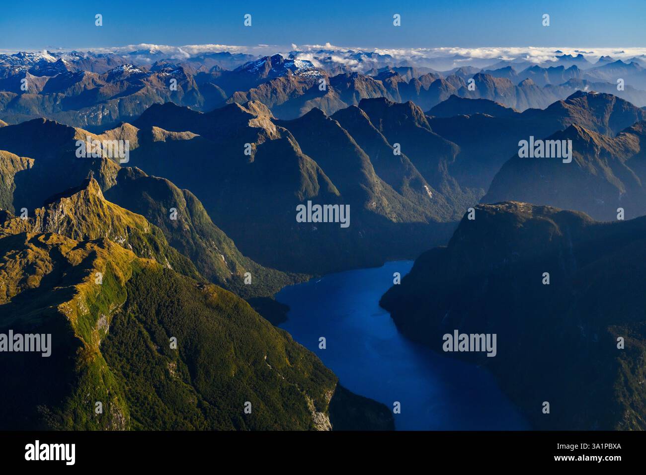 Aerial tour of Fiordland National Park via fixed wing plane Stock Photo ...