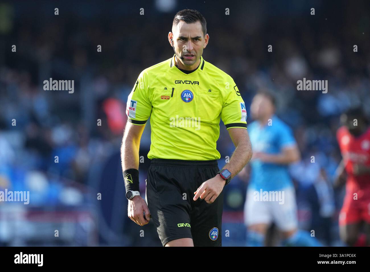 Naples, Italy. 9 Mar, 2025. Referee Andrea Colombo during the Serie A ...