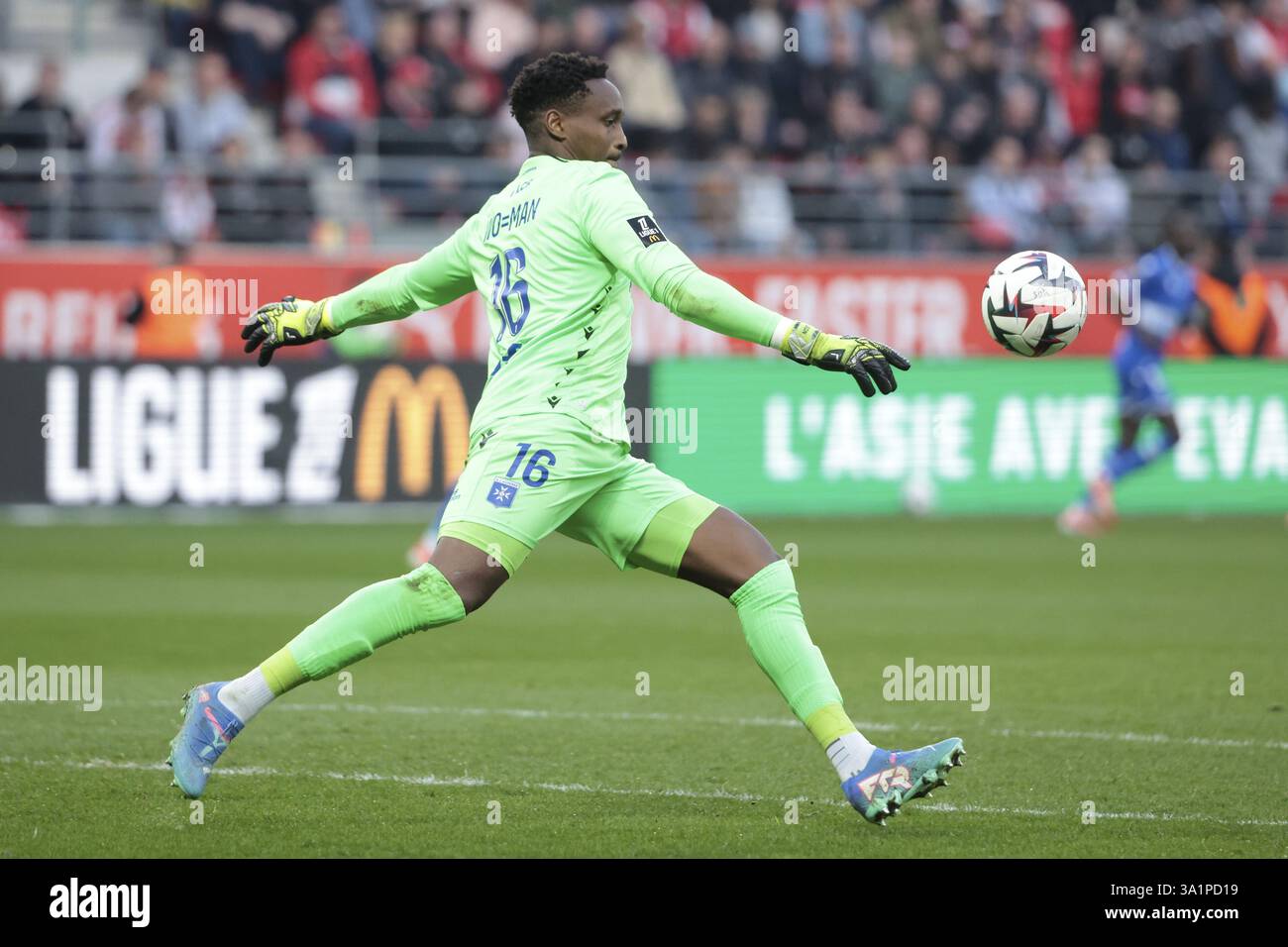 Auxerre goalkeeper Donovan Leon during the French championship Ligue 1 football match between ...